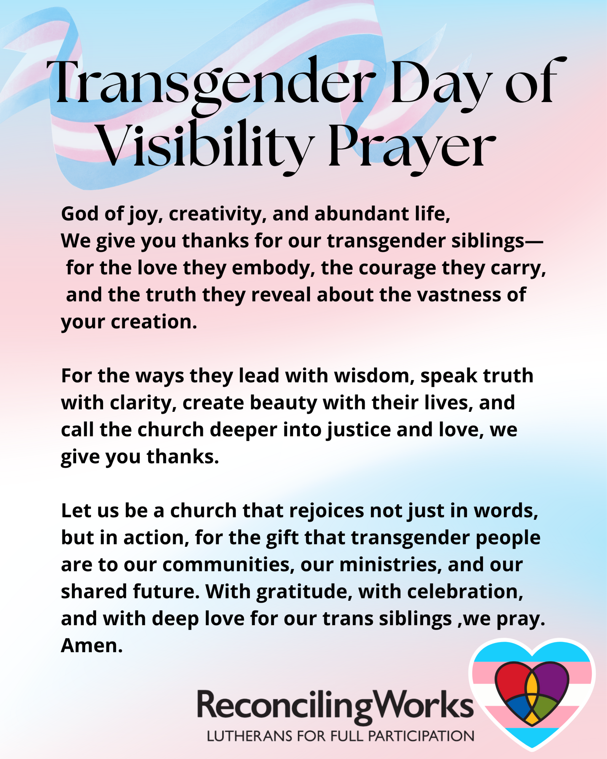 Why Transgender Day of Visibility Matters - ReconcilingWorks